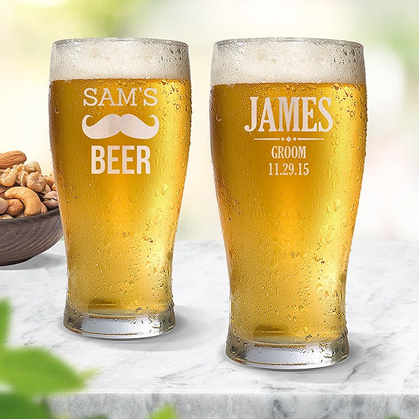 Custom Engraved Wedding Beer Glasses | Fabness
