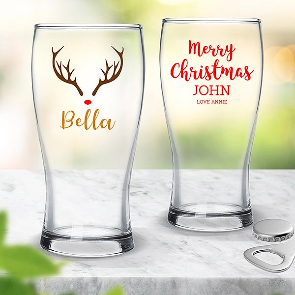 Personalised Christmas Colour Beer Glasses Fabness