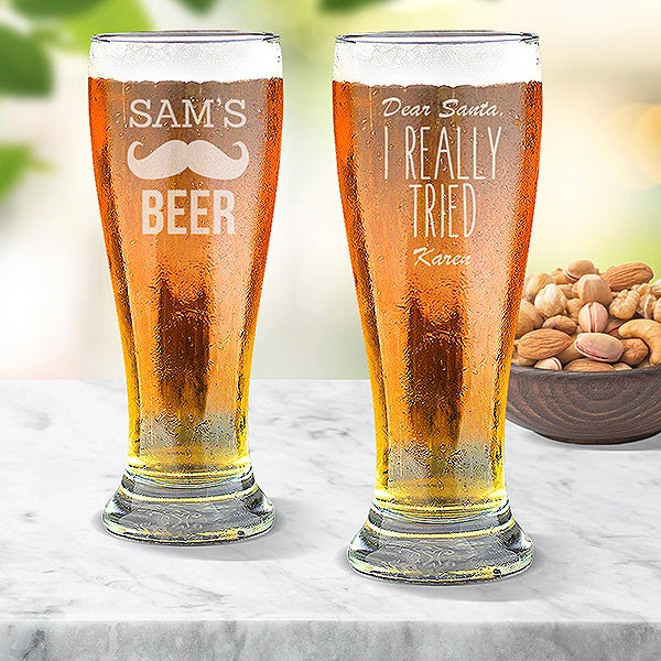 Personalised Christmas Premium Beer Glasses Fabness