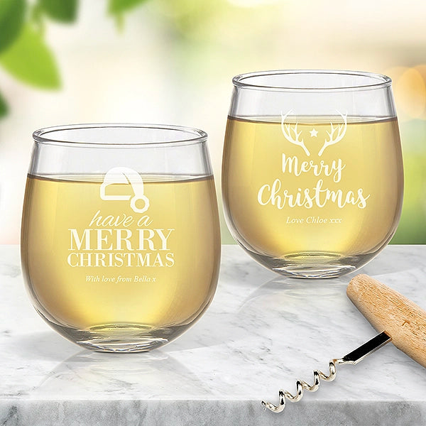 Christmas Stemless Wine Glasses | Fabness