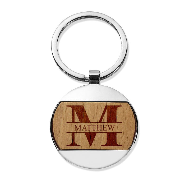 Monogram Engraved Round Metal Keyring– Fabness