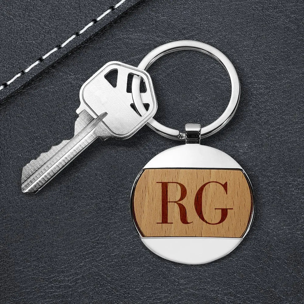 Initials Engraved Round Metal Keyring – Fabness