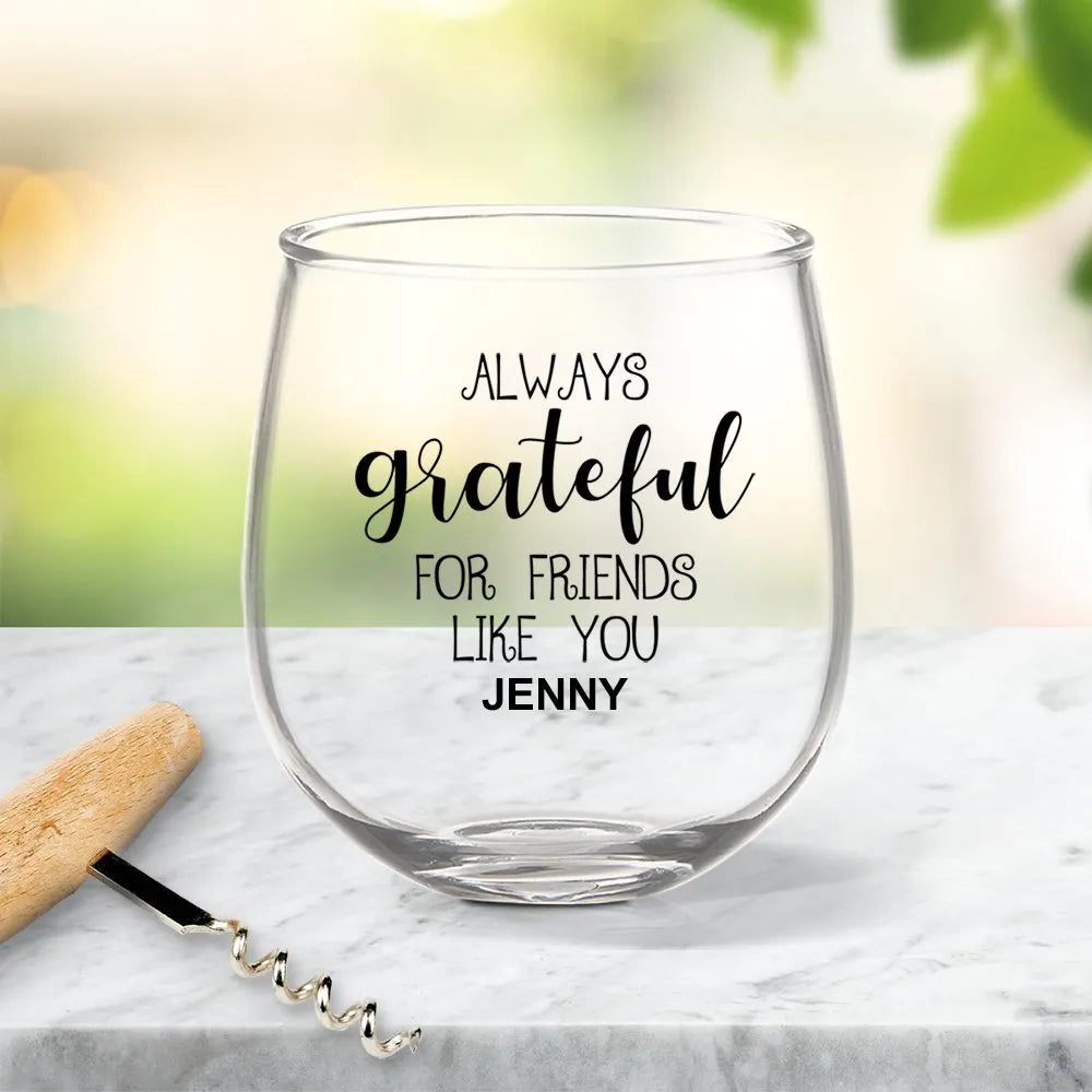Grateful Coloured Stemless Wine Glass Fabness