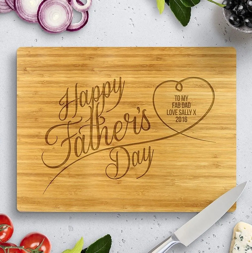 Happy Fathers Day Bamboo Cutting Board Fabness