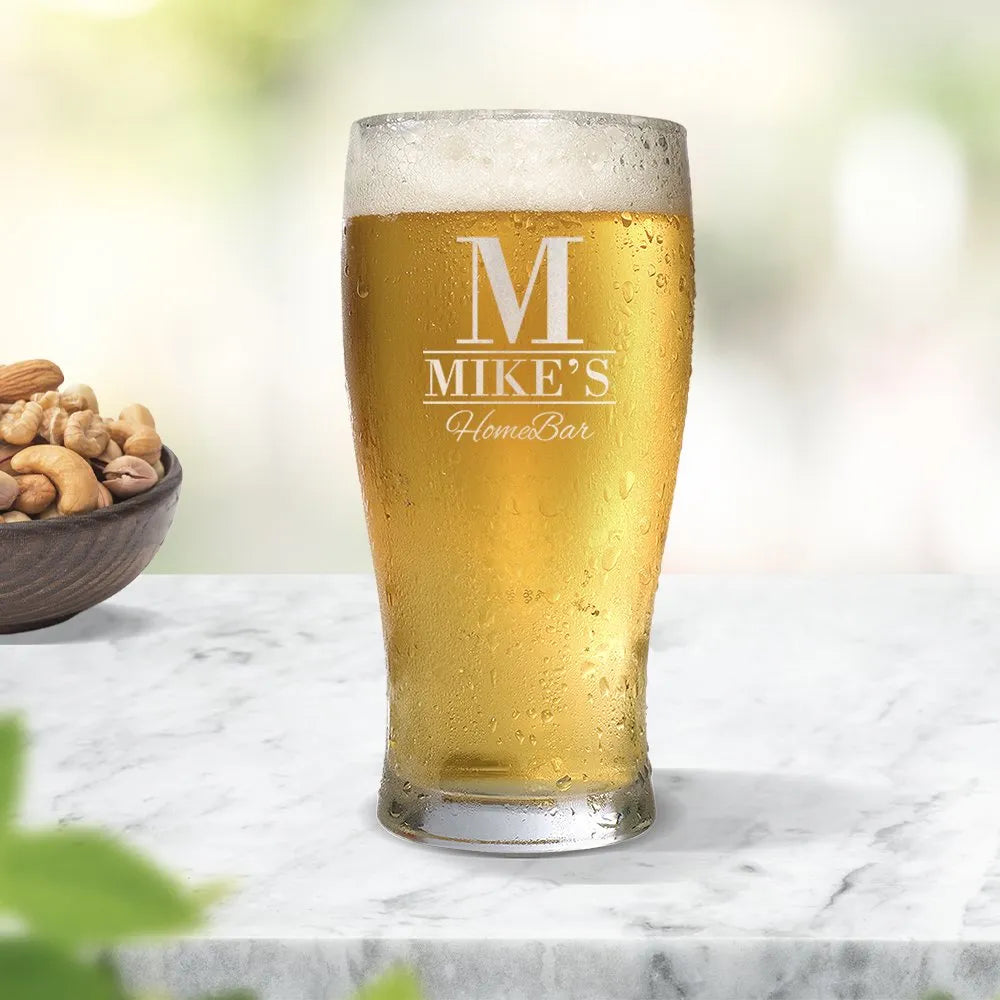 Home Bar Engraved Standard Beer Glass – Fabness