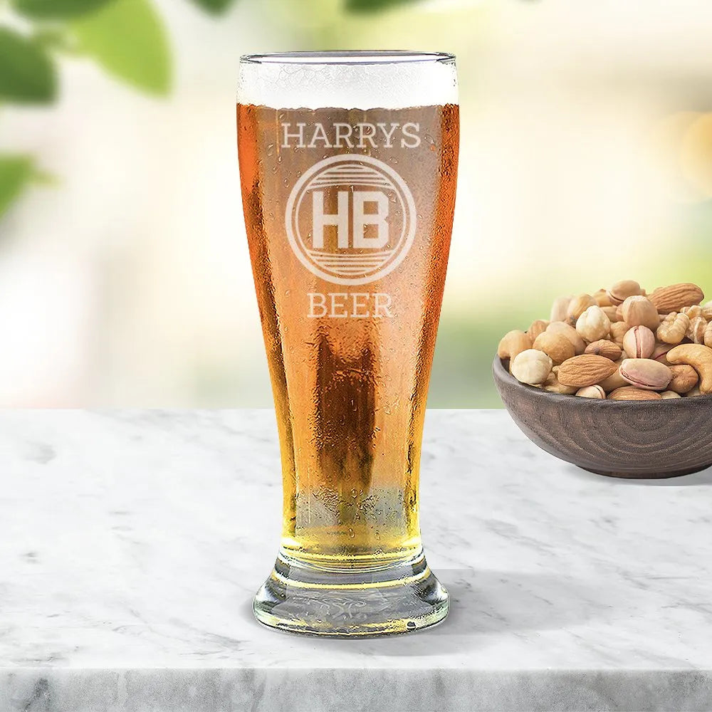 Monogram Engraved Premium Beer Glass – Fabness