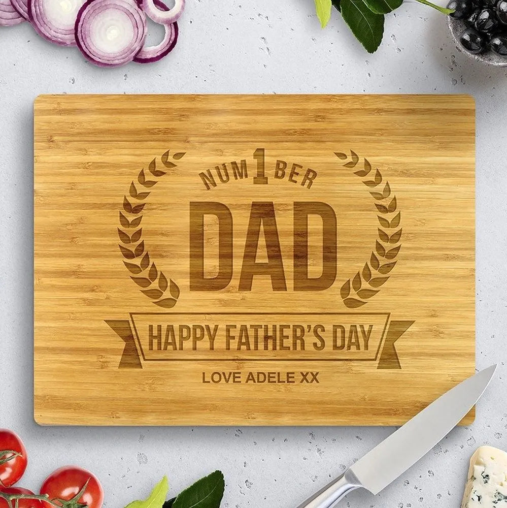 Number 1 Dad Bamboo Cutting Board Fabness
