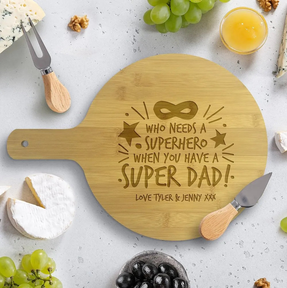 Super Dad Round Bamboo Serving Board – Fabness